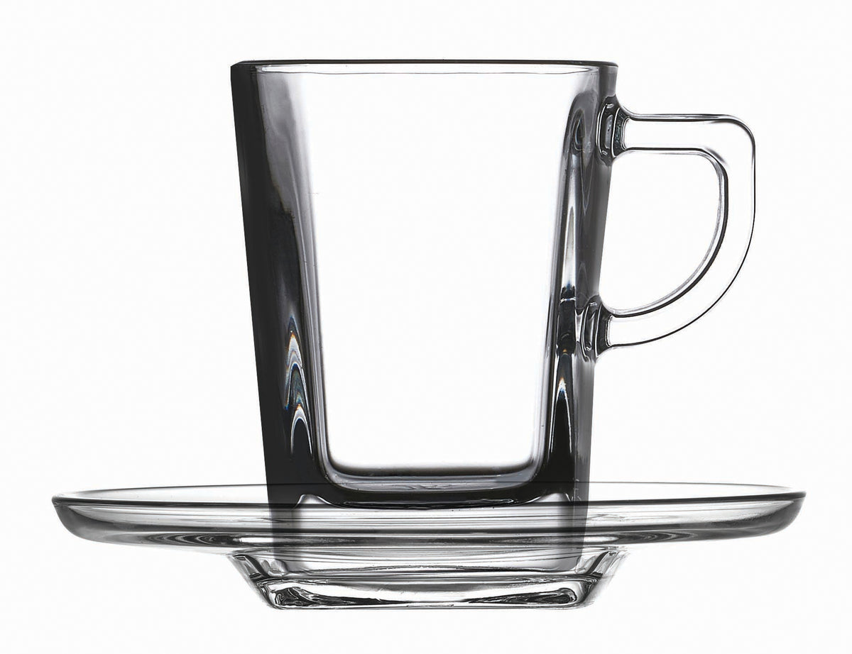 Pasabahce Carre Espresso Cup And Saucer Set 6 Pieces 75ml Ettc