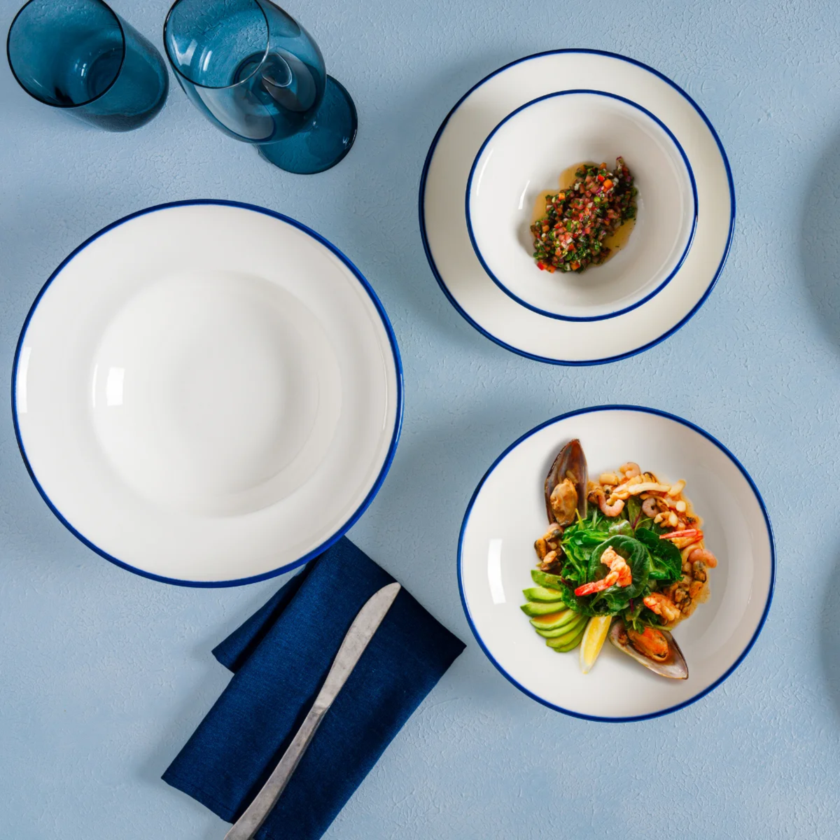 Bonna Linea Blue Dinner Set - 28 Pieces for 6 People – ETTC