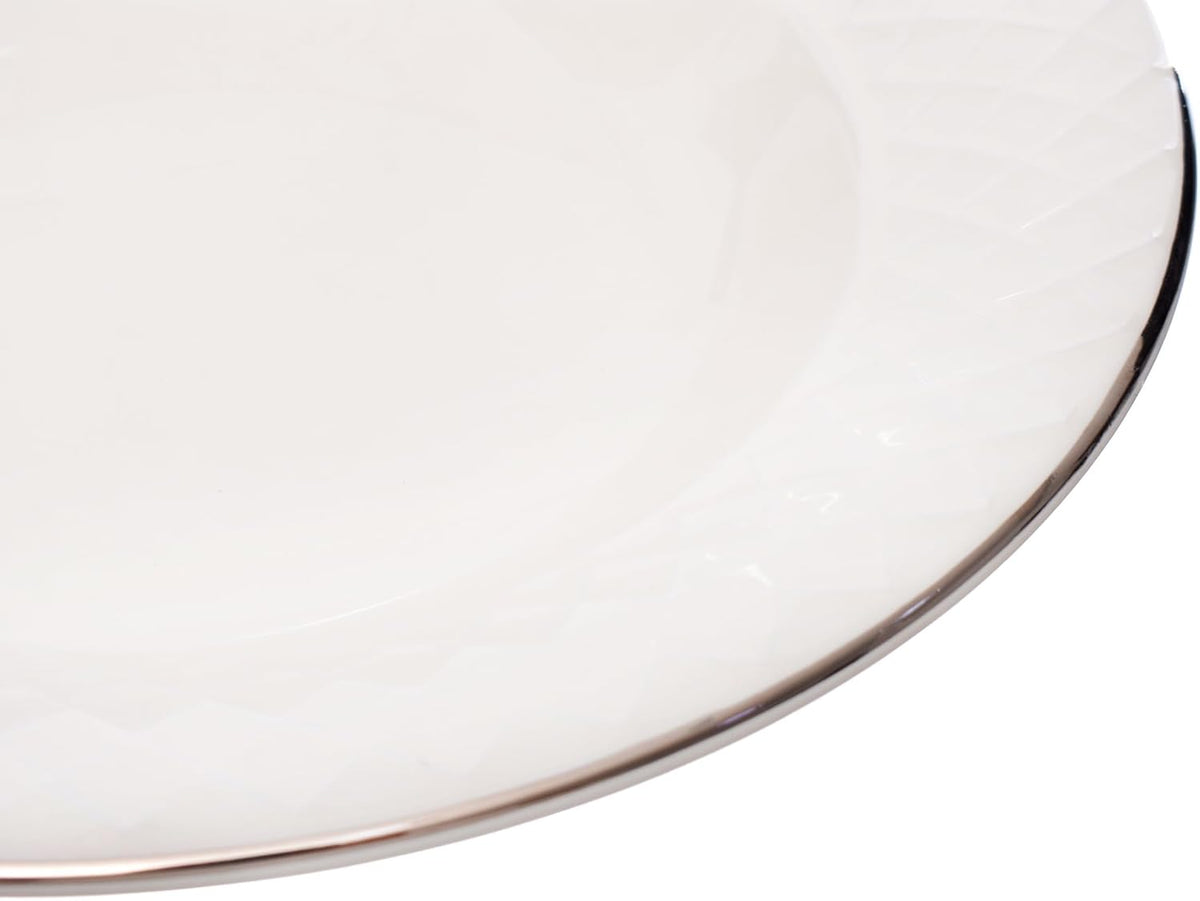 Tunisie Grand Siecle Ivory Deep Plate - Platinum Rim, 22cm – ETTC
